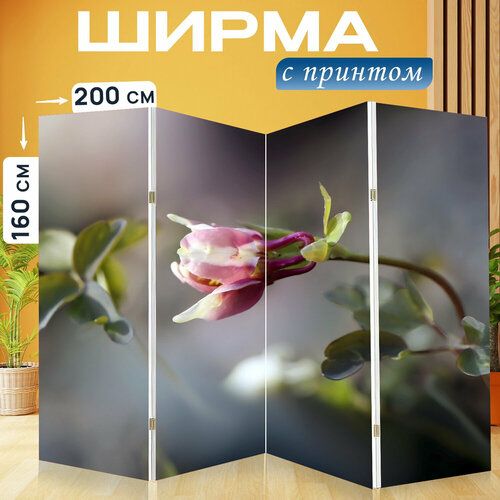 Ширма перегородка с принтом "Цветок, цветы, весна" на холсте - 200x160 см. для зонирования, раскладная