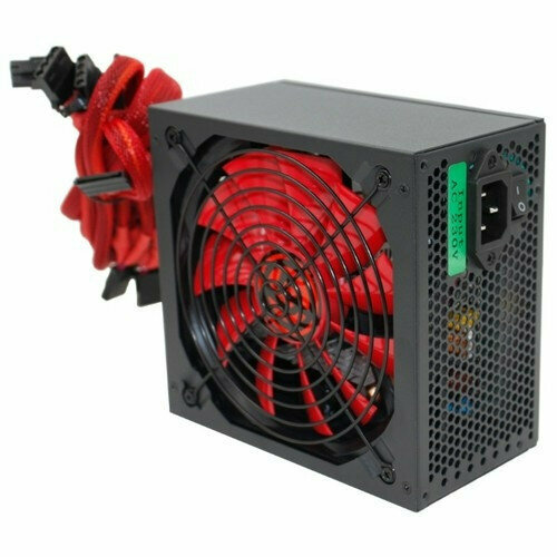 Ginzzu PC600 14CM(Red) 80+ black, APFC,24+4p,2 PCI-E(6+2), 5*SATA, 4*IDE, оплетка, кабель питания, цветная коробка