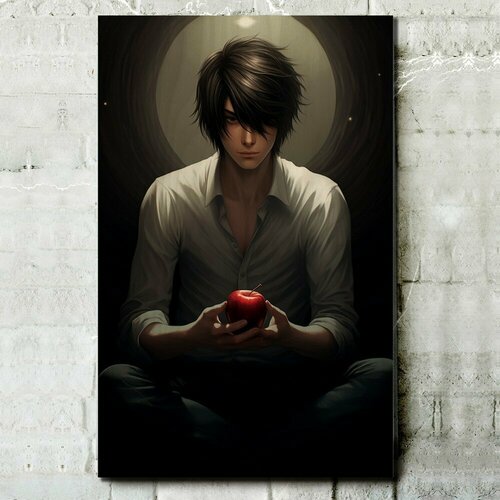 Картина интерьерная на дереве аниме Death Note (Тетрадь смерти, L, Рюк, Кира, Лайт) - 13536 В