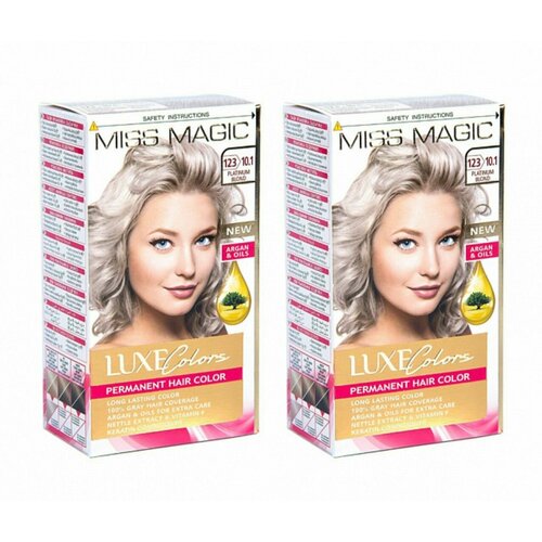 MISS MAGIC Краска для волос Luxe Colors, тон 123/10.1 Платиновый блондин, 108 мл, 2 штуки/