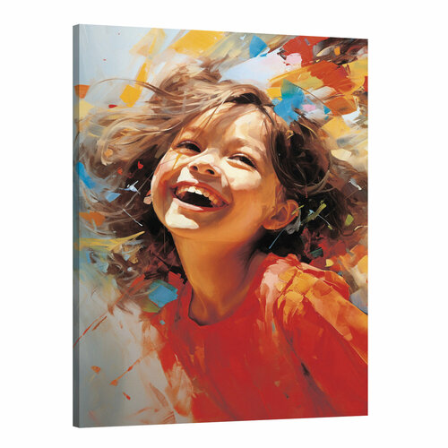 Интерьерная картина 50х70 "Игра красок в картинах девочки"