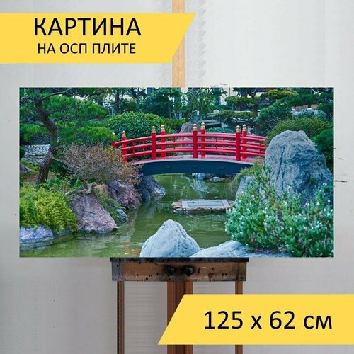 Картина на ОСП 125х62 см. "Например, япония, сад" горизонтальная, для интерьера, с креплениями