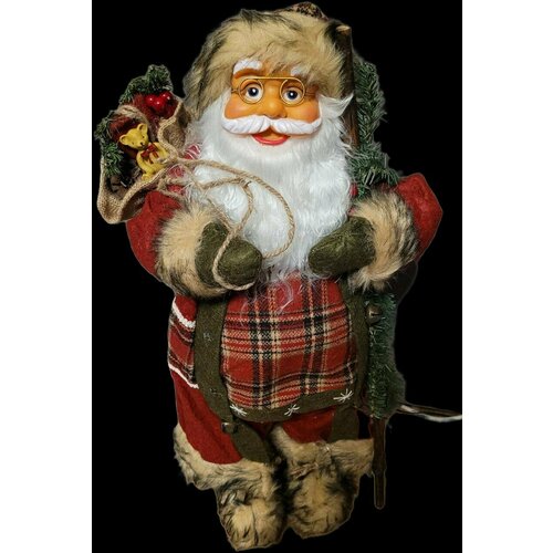 Фигурка Санта Клаус с веточкой и мешком 60 см