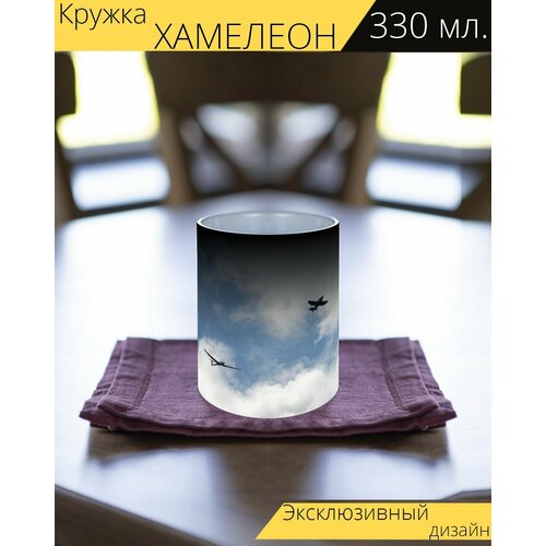 Кружка хамелеон с принтом "Планер, тащить, скольжение" 330 мл.