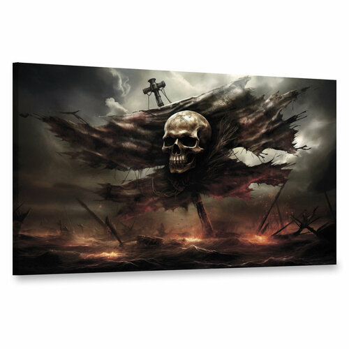 Интерьерная картина 100х60 "Череп и кости пиратов"