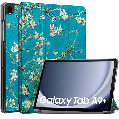 Чехол для планшета Samsung Galaxy Tab A9 Plus 11 дюймов (SM-X210/X216), с магнитом и красивым рисунком (Цветущая сакура)