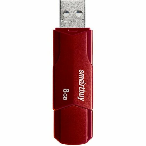 Флешка Smartbuy 8GBCLU-BG, 8 Гб, USB2.0, чт до 25 Мб/с, зап до 15 Мб/с, темно-красная