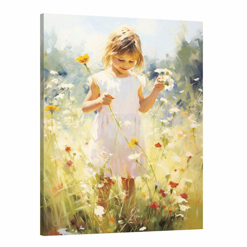 Интерьерная картина 50х70 "Дети с цветами"