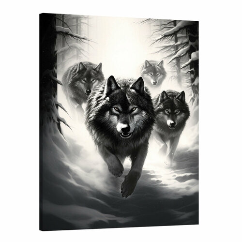 Интерьерная картина 50х70 "Волчья ночь"