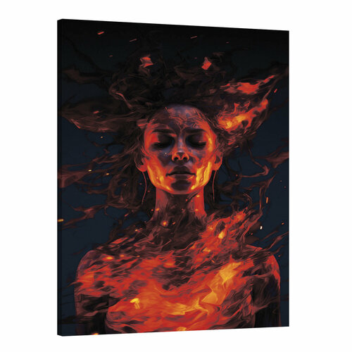 Интерьерная картина 50х70 "Девушка, горящая страстью"