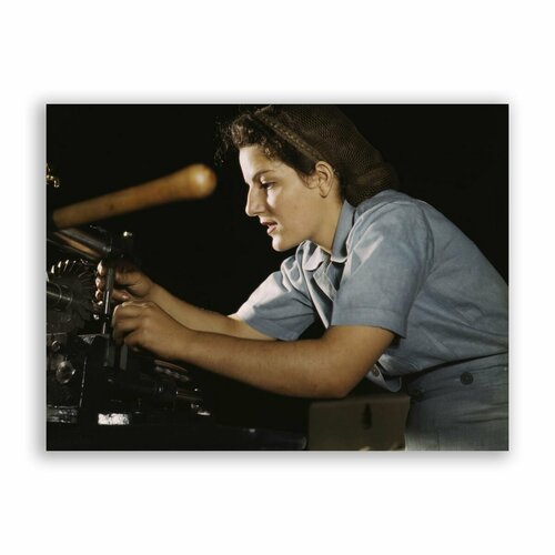 Постер, плакат на бумаге / Ретро фотографии американских рабочих - Токарь / Размер 60 x 80 см