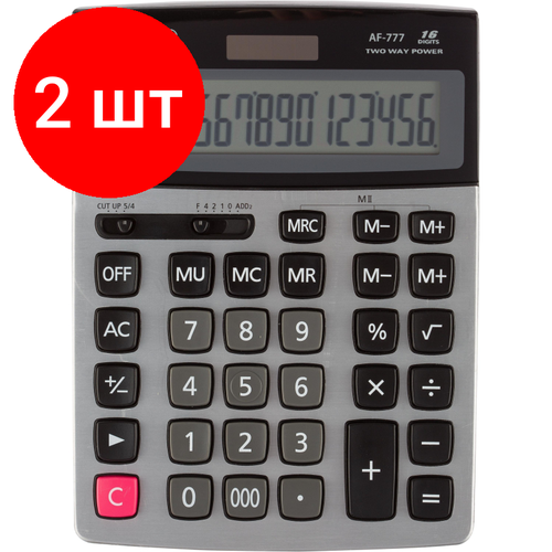 Комплект 2 штук, Калькулятор настольный полноразм. Attache AF-777 16р, дв. пит,209x154мм, черн
