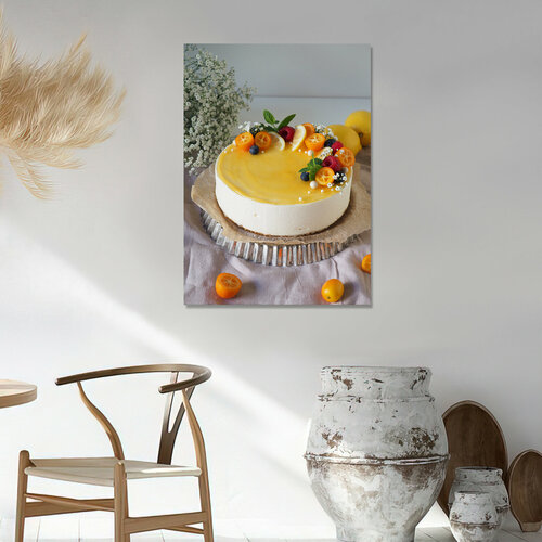 Картина/Картина на холсте для интерьера/Картина на стену/Картина для кухни/ -Фруктовый чизкейк 40х60