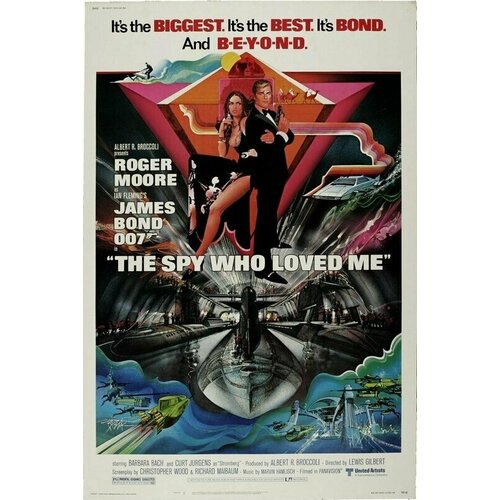 Плакат, постер на бумаге Джеймс Бонд 10-Шпион, который меня любил (The Spy Who Loved Me), Льюис Гилберт. Размер 21 х 30 см