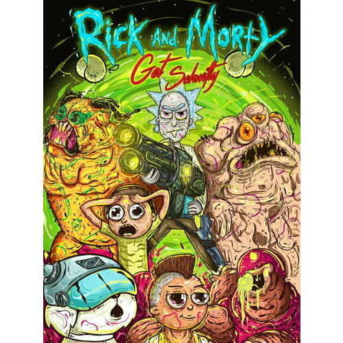 Плакат, постер на бумаге Rick And Morty-Get Schwifty/Рик и Морти/искусство/арт/абстракция/творчество. Размер 42 х 60 см