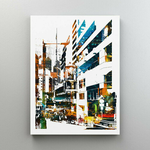 Интерьерная картина на холсте "Иллюстрация здания города" размер 45x60 см