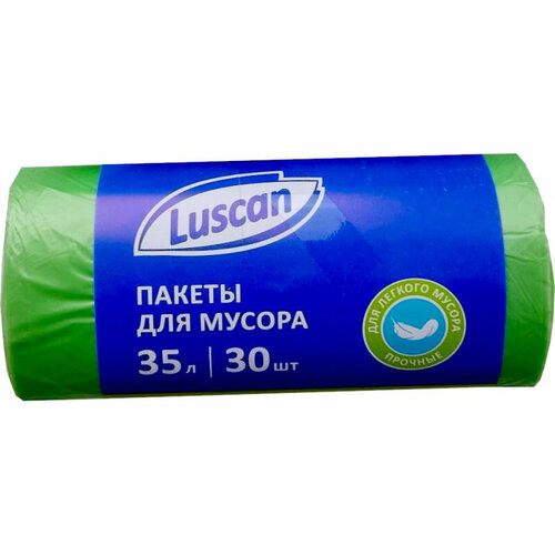 Мешки для мусора ПНД 35л 8мкм 30шт/рул зеленый 48х58см Luscan