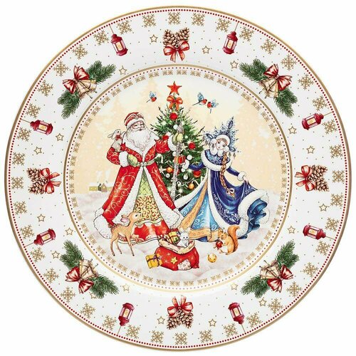 Набор из 2 штук Тарелка обеденная Lefard "Дед Мороз и Снегурочка!" 27см, фарфор (85-1712/2)