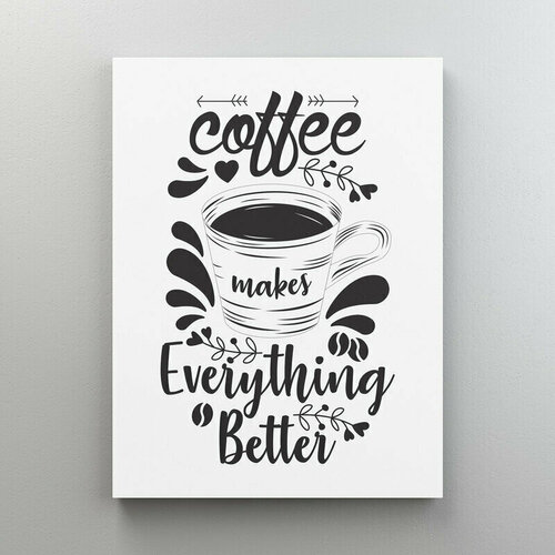 Интерьерная картина на холсте "Мотиватор - кофе делает твое утро" размер 45x60 см