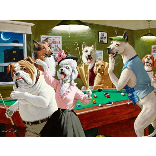 Плакат, постер на холсте Coolidge Cassius/Рафаэль Санти-Собаки Играют/искусство/арт/абстракция/творчество. Размер 21 на 30 см