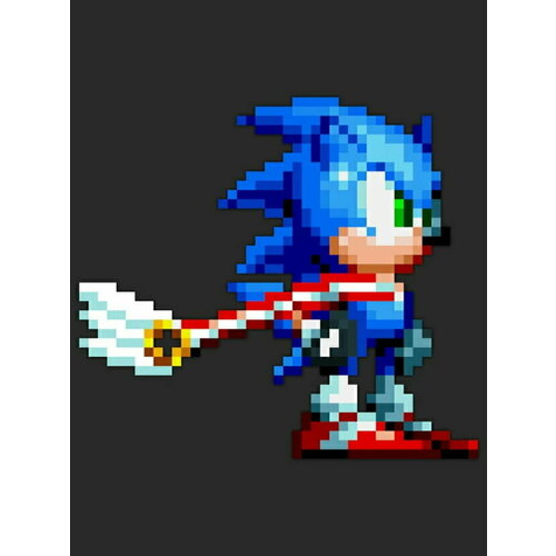 Плакат, постер на холсте Sonic/Соник: Пиксель/игровые/игра/компьютерные герои персонажи. Размер 60 х 84 см