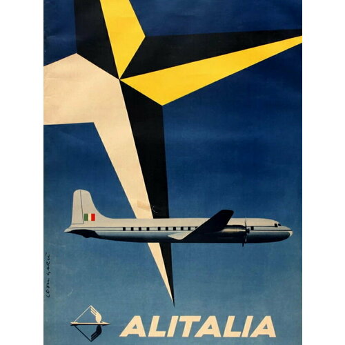 Плакат, постер на холсте Plane/Alitalia/винтажный/ретро. Размер 42 х 60 см