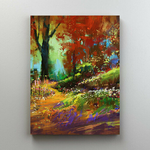 Интерьерная картина на холсте "Осенний яркий лес" размер 22x30 см