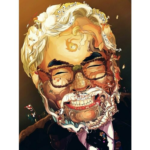 Плакат, постер на бумаге Hayao Miyazaki, Хаяо Миядзаки. Размер 42 х 60 см