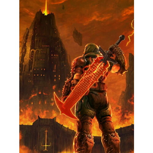 Плакат, постер на холсте Doom/Дум/игровые/игра/компьютерные герои персонажи. Размер 42 х 60 см