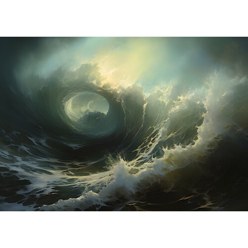 Постер - "Бушующие морские волны"на холсте/ А1 / в тубусе без рамы