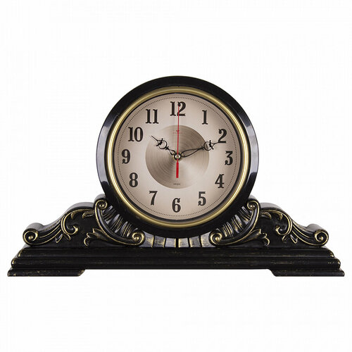 Часы настольные Рубин 43х25 см, корпус черный с золотом "Классика" (4225-005)