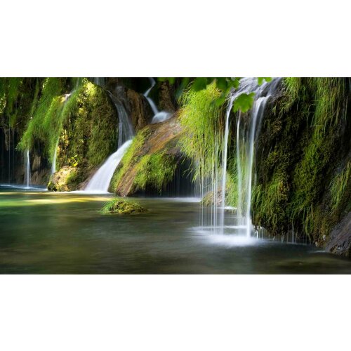 Картина на холсте 60x110 Альянс Лес "Река природа водопад" на подрамнике / интерьер/ декор