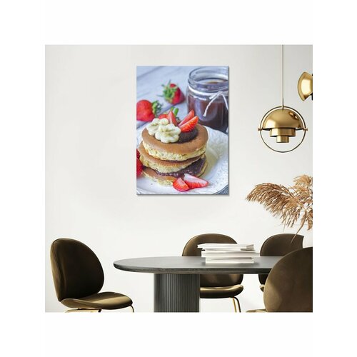 Картина на холсте с подрамником Панкейки с клубникой и бананом 60х80