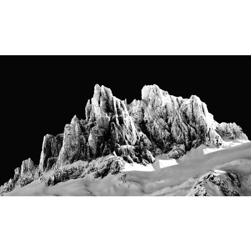 Картина на холсте 60x110 LinxOne "Природа Снег Гора Вершина Чб" интерьерная для дома / на стену / на кухню / с подрамником