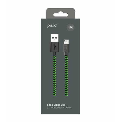 Кабель PERO DC-04 micro-USB 2А 1м Green-black