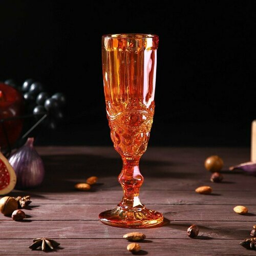 Бокал стеклянный для шампанского Magistro «Ла-Манш», 160 мл, 7×20 см, цвет янтарный (комплект из 8 шт)