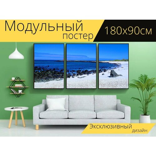 Модульный постер "Пляж, галапагосы, эквадор" 180 x 90 см. для интерьера