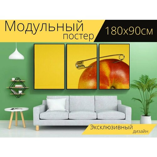 Модульный постер "Зажим, рыбалка, красный" 180 x 90 см. для интерьера