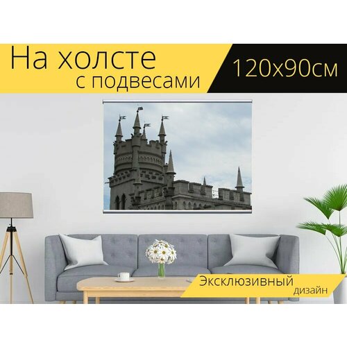 Картина на холсте "Крым, ласточкино гнездо, замок" с подвесами 120х90 см. для интерьера