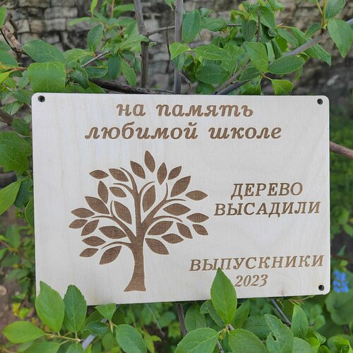 Деревянная табличка "На память любимой школе"