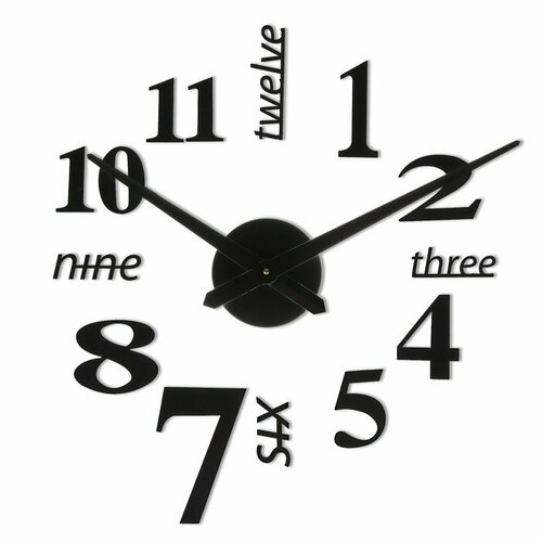 Часы-наклейка, серия: DIY, d-120 см, мин. стрелка 39 см, ч. стрелка 31.5 см, черные