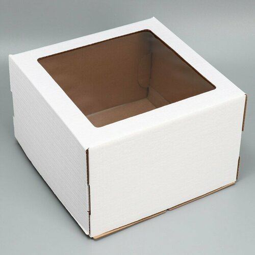 Коробка для торта с окном «Белая» 30 х 30 х 19 см