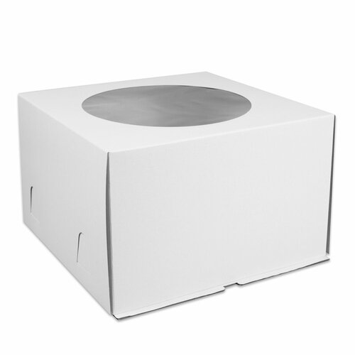 Коробка бумажная для торта 300*300*190 мм белая с окном, 50 шт