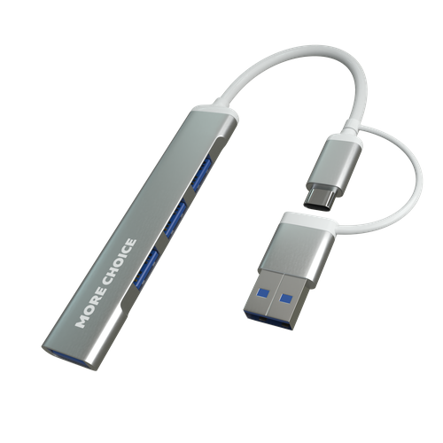 USB HUB 1USB 3.0+3USB 2.0 Type-C More choice HUB03 0,1м Silver