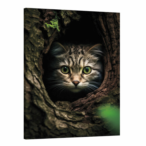 Интерьерная картина 50х70 "Кот спрятался"