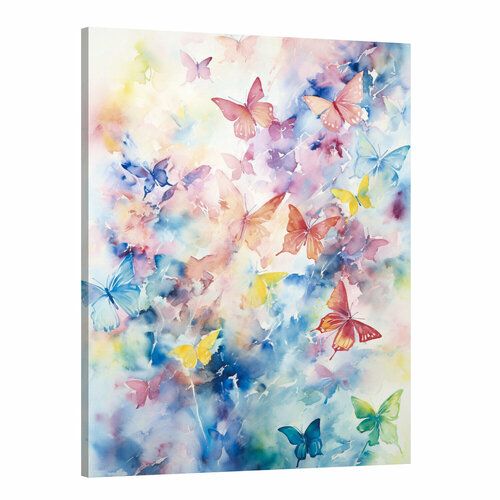 Интерьерная картина 50х70 "Между мирами: Бабочки между небом и землей"