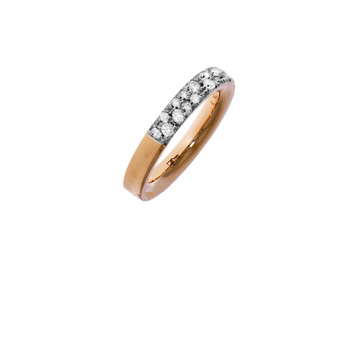 Кольцо Fani, комбинированное, красное золото, 750 проба, бриллиант, размер 16.6, золотой