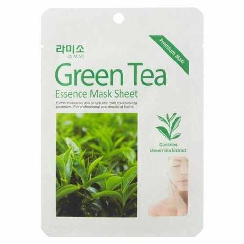 Маска тканевая с экстрактом Зеленого чая, La Miso Green Tea Essence Mask Sheet 23 г