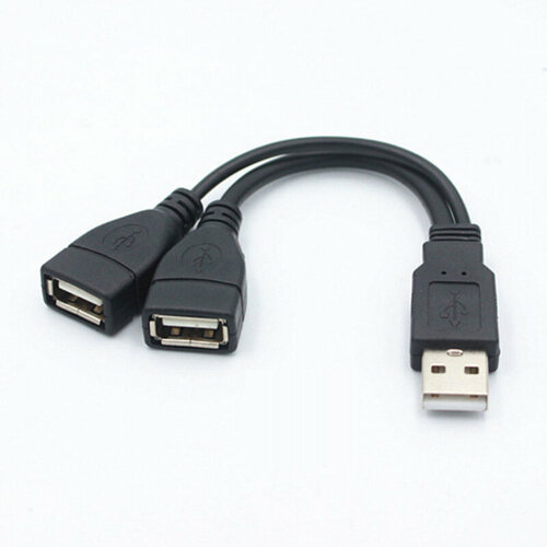Разветвитель концентратор USB хаб (HUB) на 2 порта USB 2.0 (один порт только для зарядки) длина 15см (2 шт.)