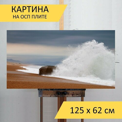Картина на ОСП 125х62 см. "Пляж, природа, пейзаж" горизонтальная, для интерьера, с креплениями